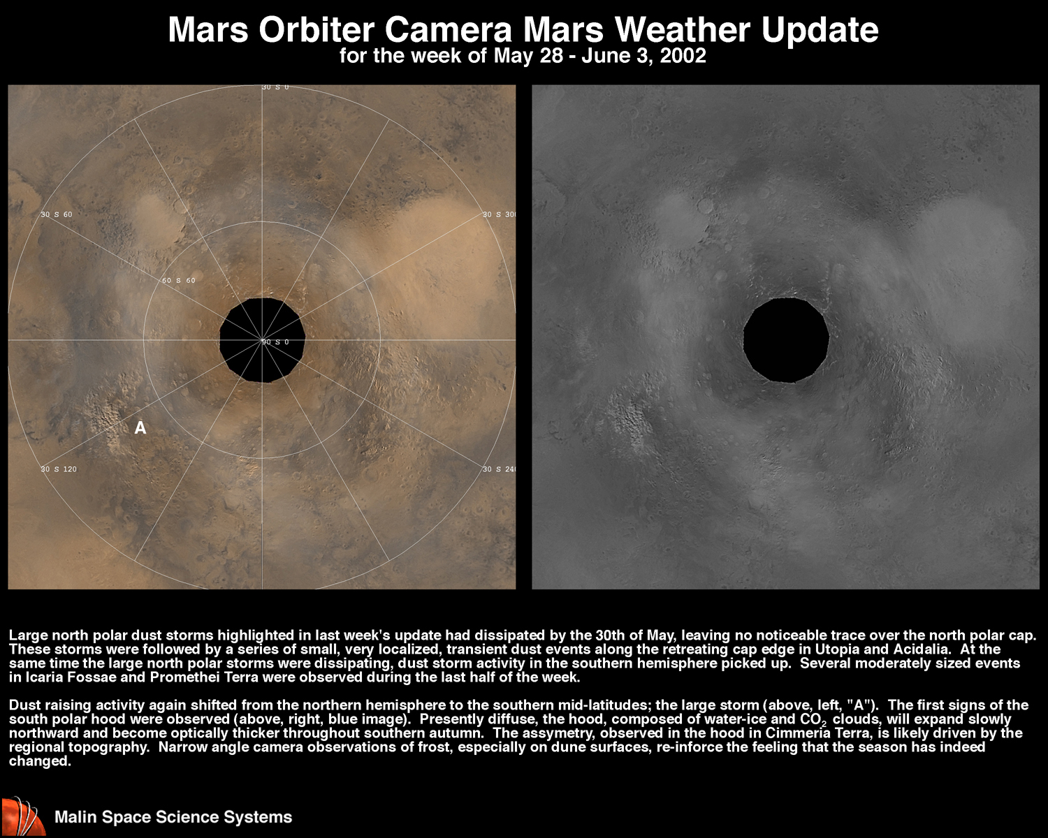 Mars Global Surveyor Weekly Weather Reports