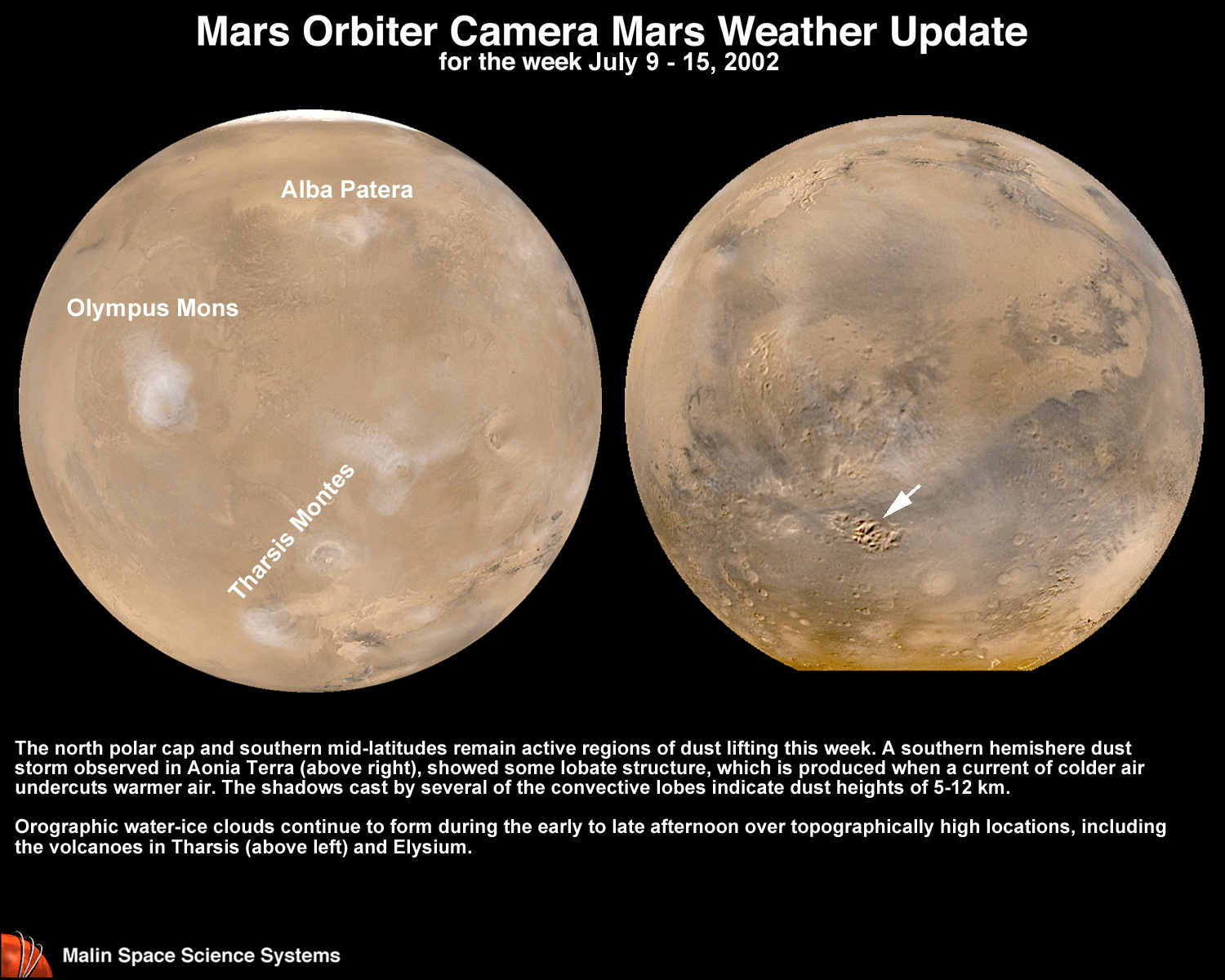 Mars Global Surveyor Weekly Weather Reports